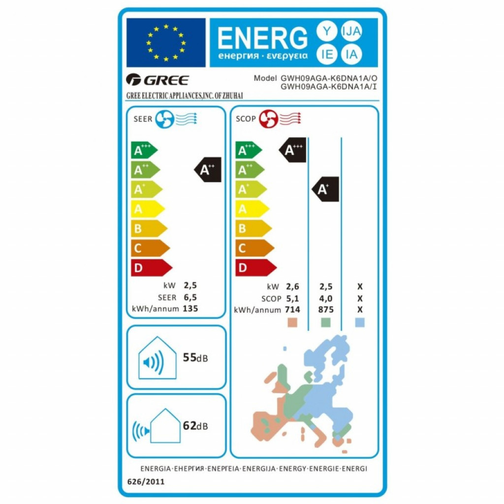Climatiseur GREE Pular 9, fiable et économe en énergie, classe A++/A ...